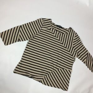 Toni Morgan | Tops | Toni Morgan Black Beige Abstract Striped Top Sl ...